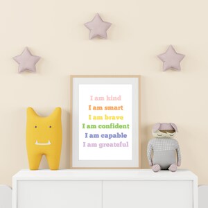 Affirmations for Kids - I Am Kind Smart Loved- Inspirational Nursery ...