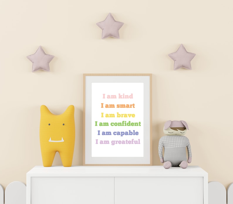 Affirmations for Kids - I Am Kind Smart Loved- Inspirational Nursery ...