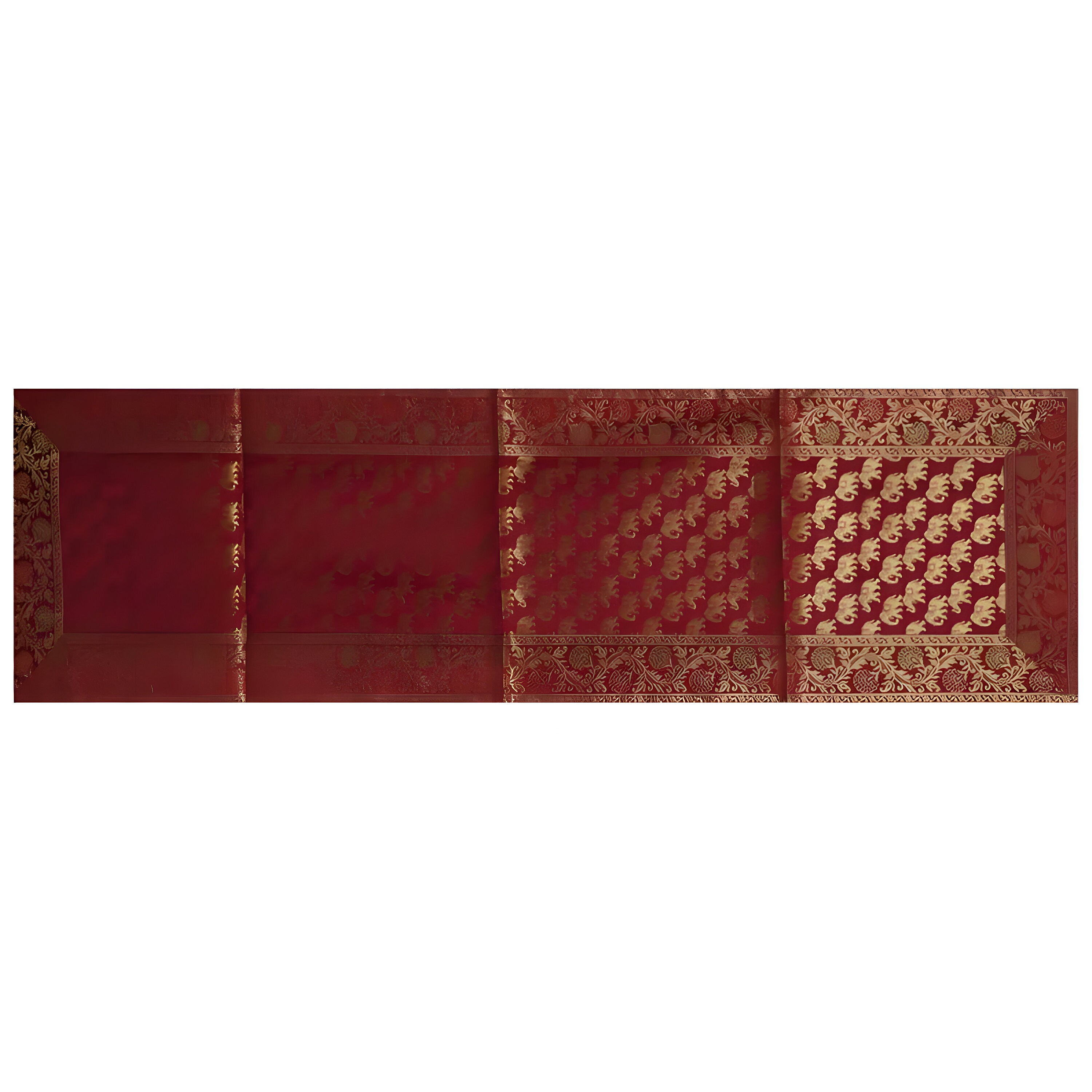 Maroon & Gold Indian Silk Table Runner-handmade Vintage Elephant Print ...