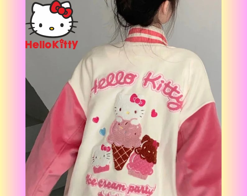 Hello Kitty Jacket Sanrio Hello Kitty Varsity Style Jacket - Etsy