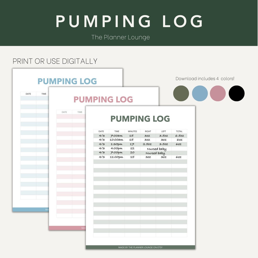 Breast Feeding and Pumping Log | Pumping Essential | Exclusively ...