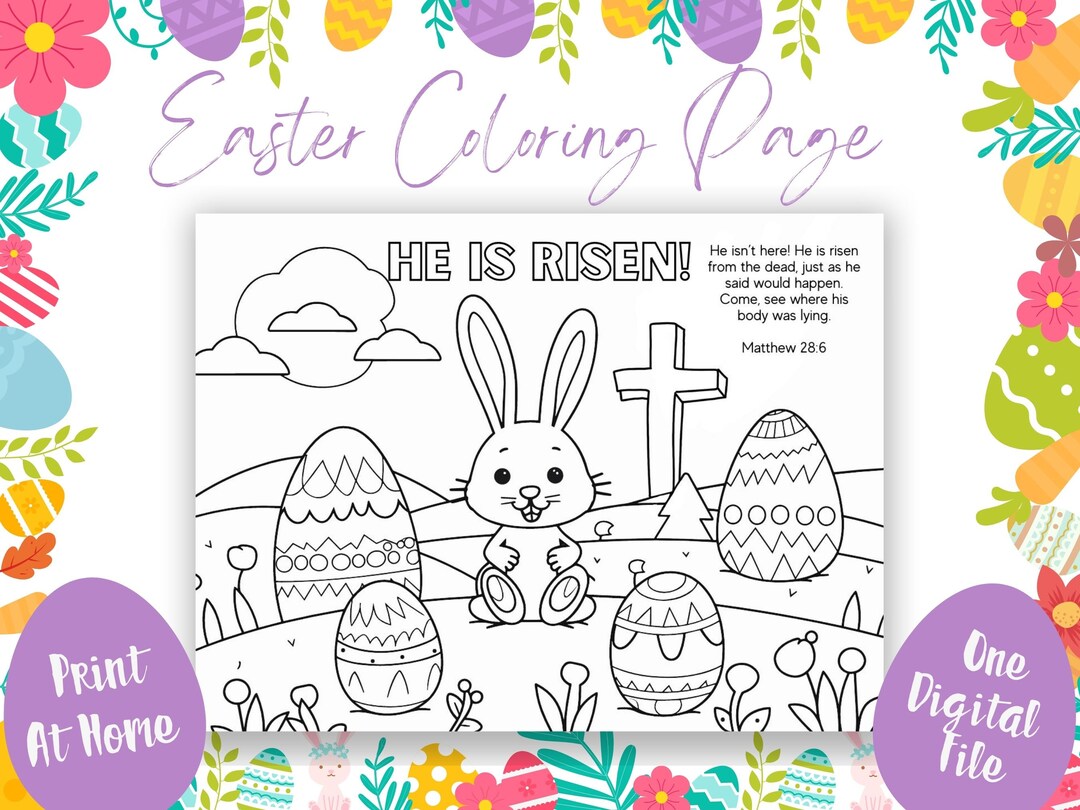 Christian Easter Coloring Page: Bible Verse Activity (PDF & SVG) - Etsy