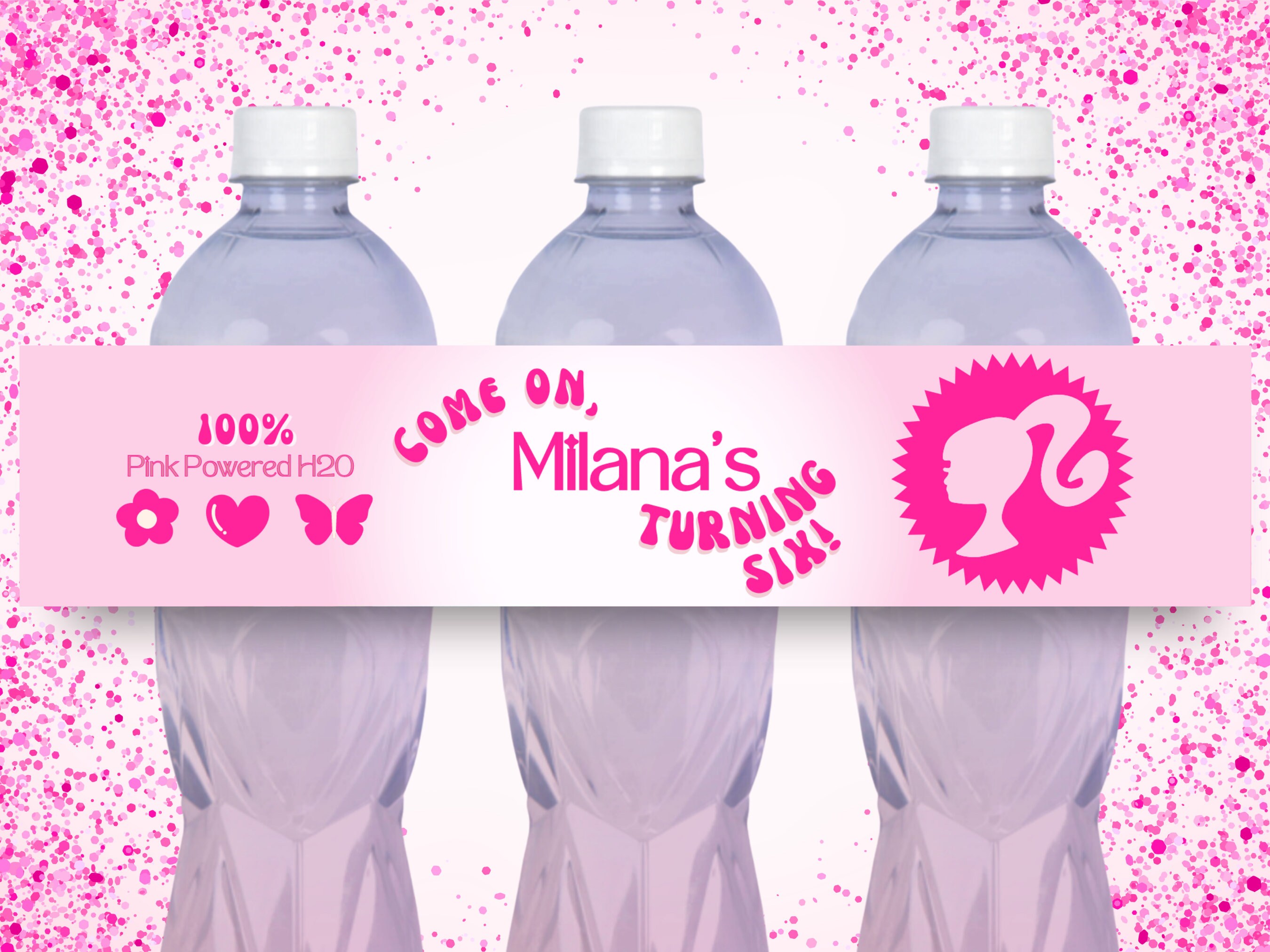 Personalized Barb Water Bottle Labels, Editable Pink Doll Water Bottle ...