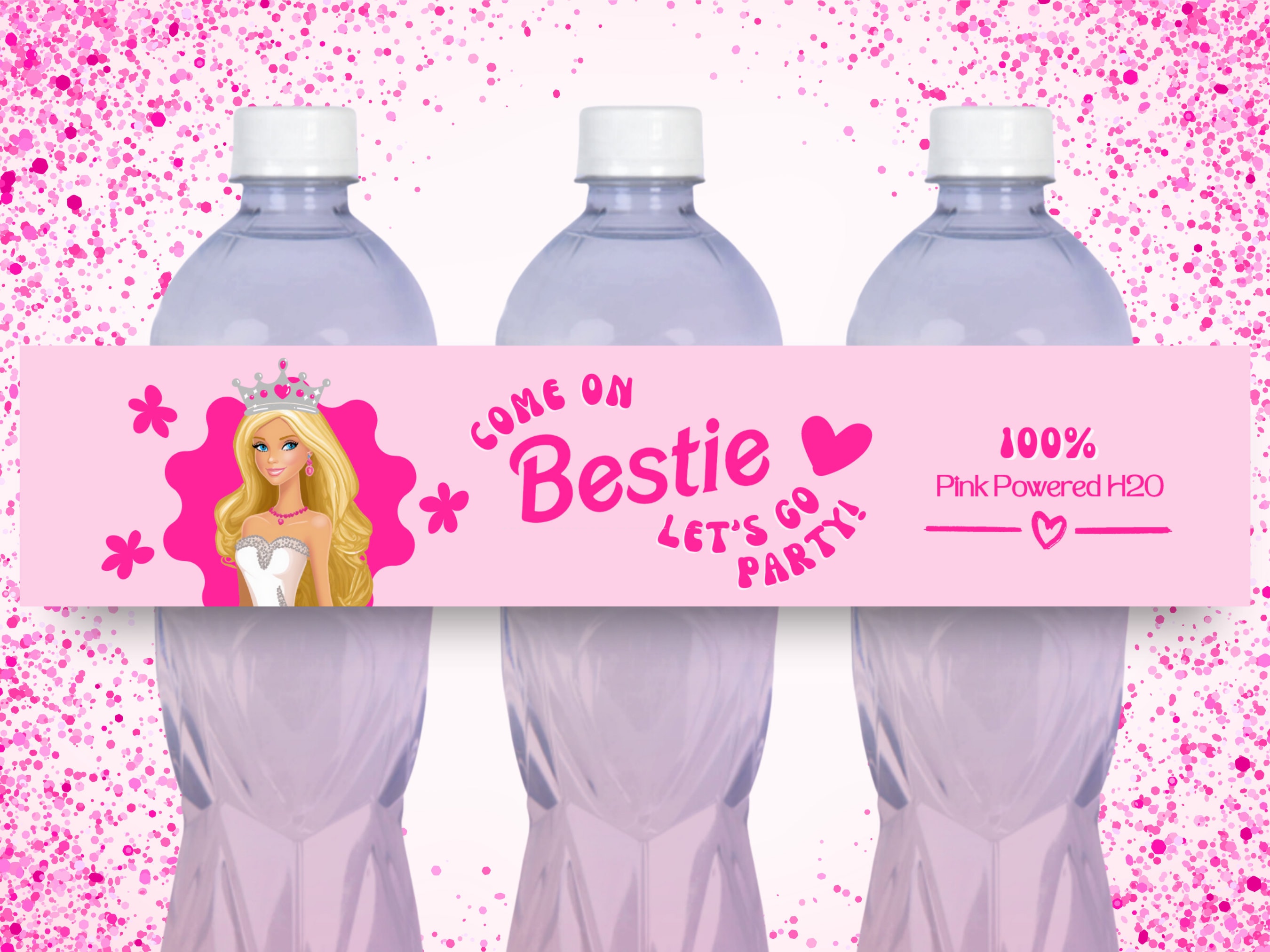 Barb Water Bottle Labels, Barb Birthday Decor, Pink Doll Water Bottle ...