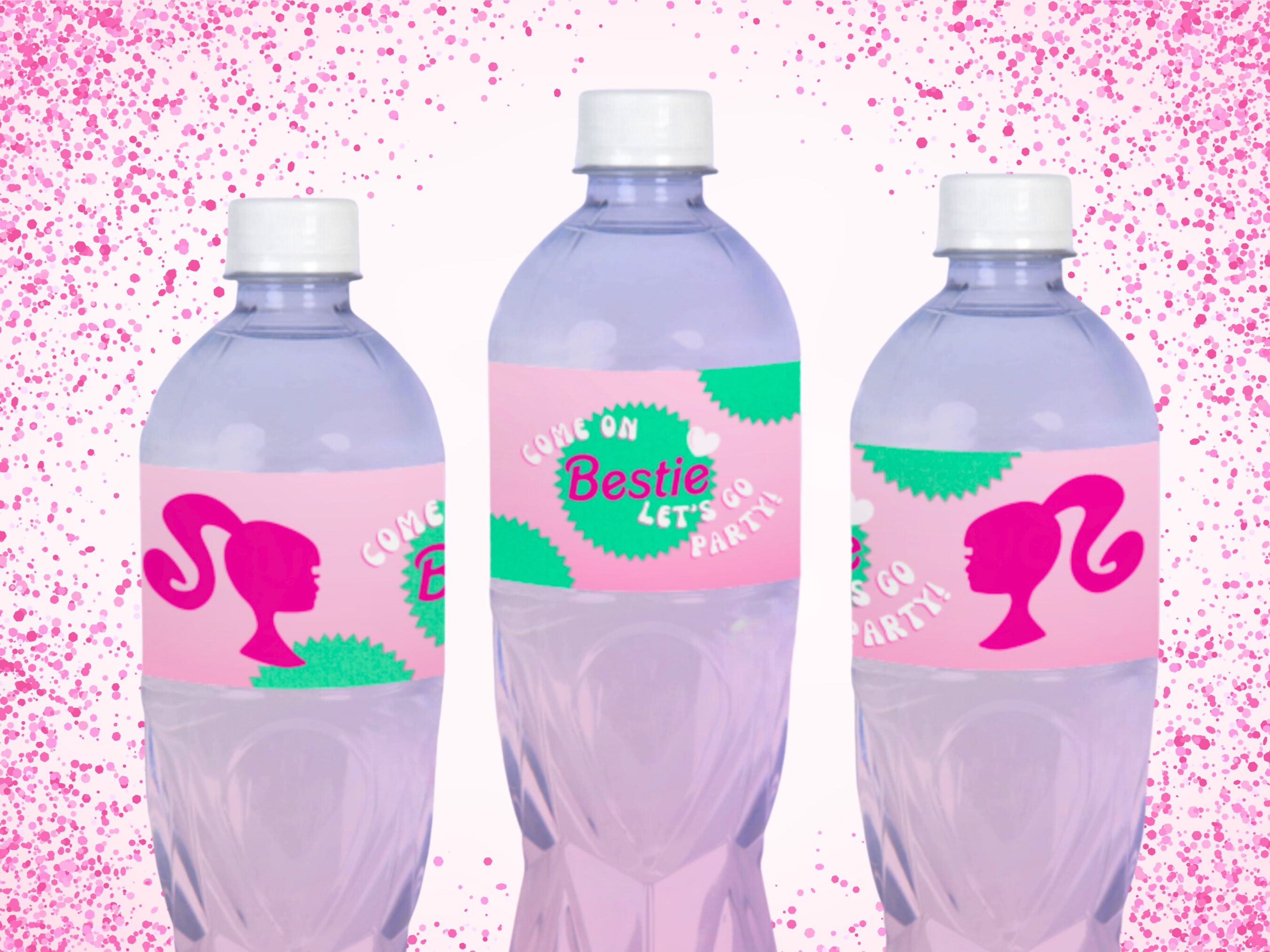 Pink Doll Water Bottle Labels, Party Decor (PDF Files) - Etsy