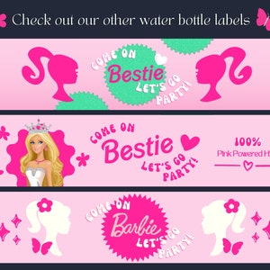 Personalized Barb Water Bottle Labels, Editable Pink Doll Water Bottle ...