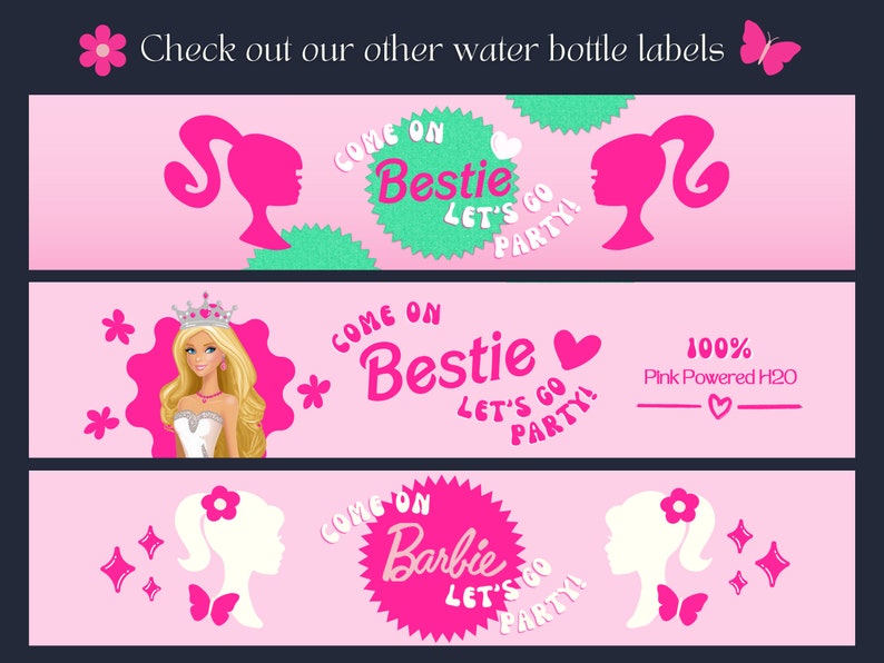 Personalized Barb Water Bottle Labels, Editable Pink Doll Water Bottle ...