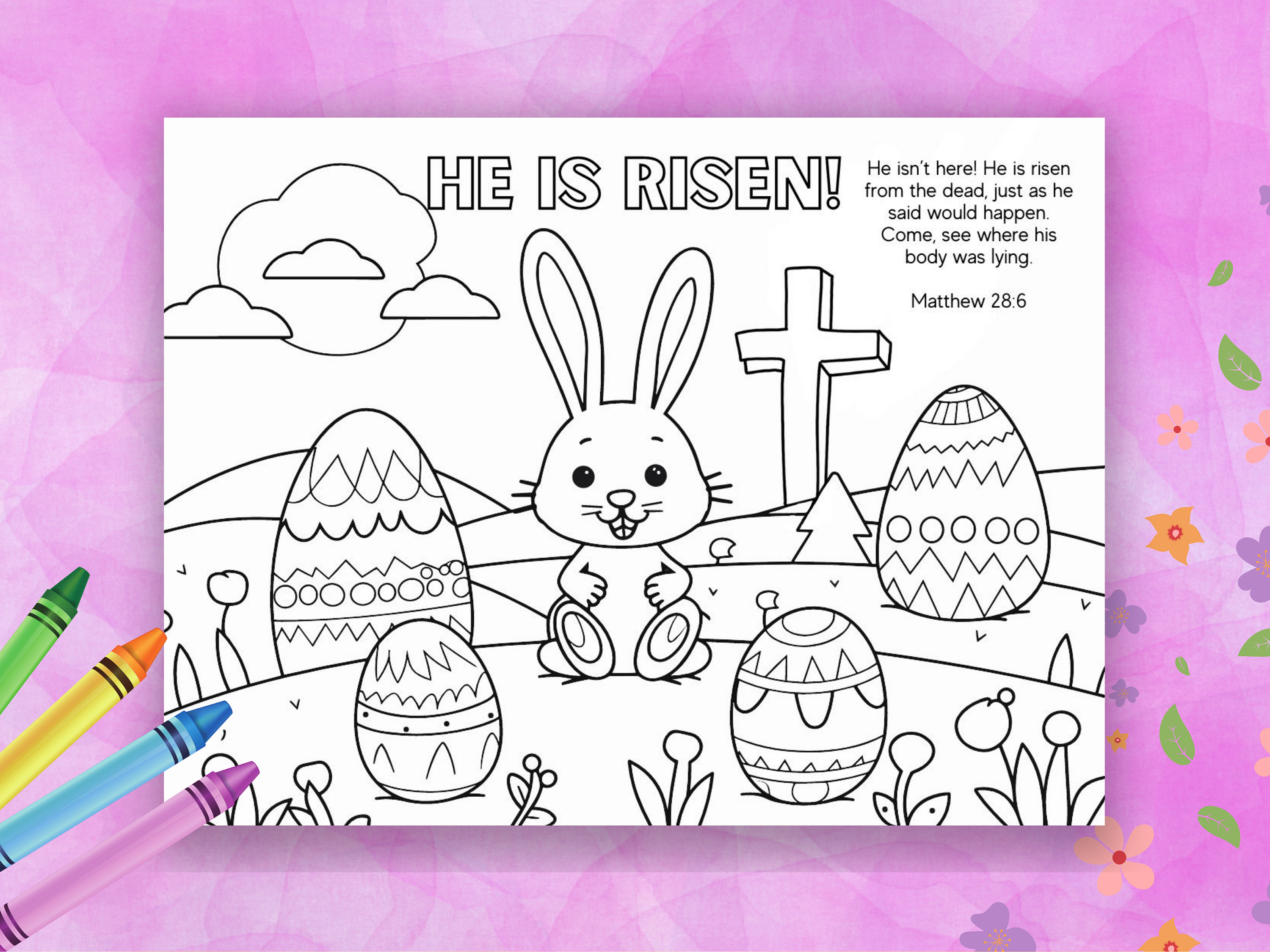 Christian Printable Coloring Pages, Christian Easter Digital Coloring ...