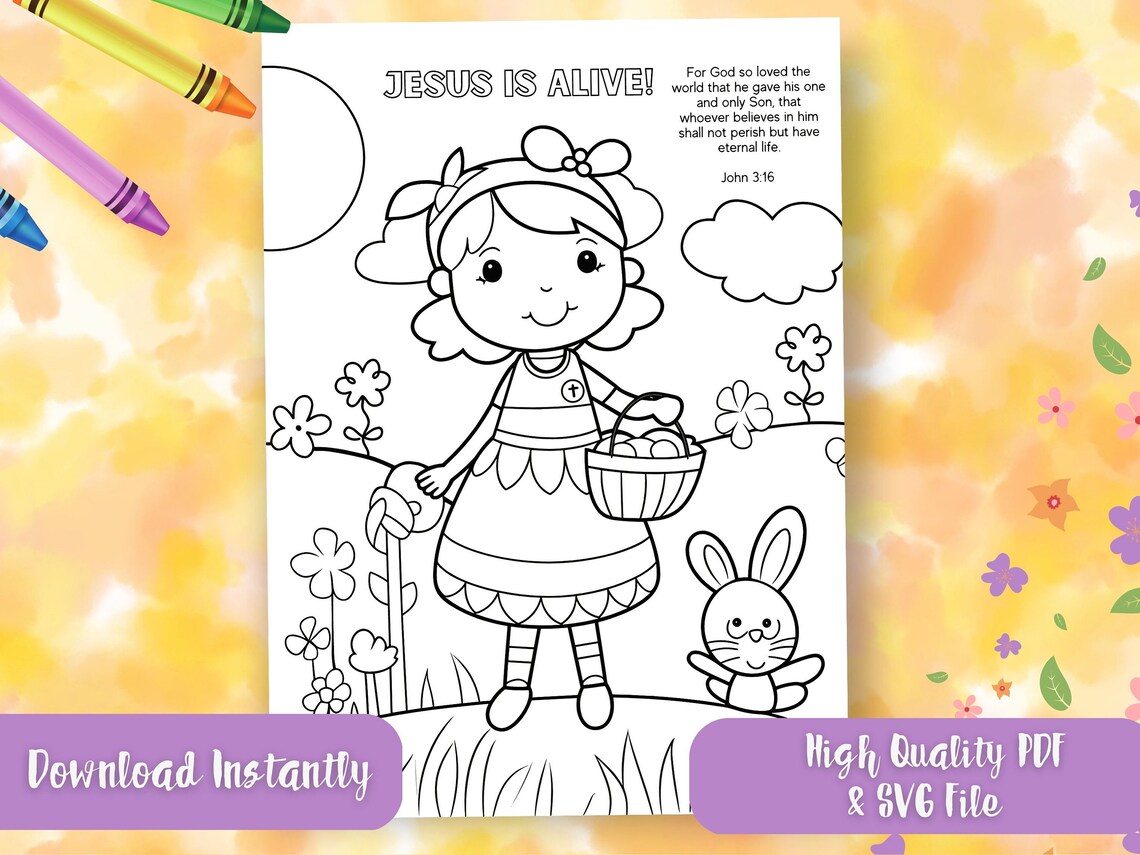 Christian Spring Coloring Page, Christian Digital Coloring Page, SVG ...