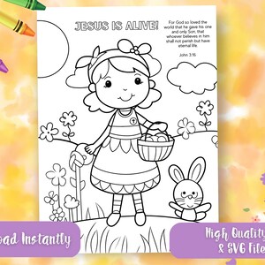 Christian Spring Coloring Page, Christian Digital Coloring Page, SVG ...