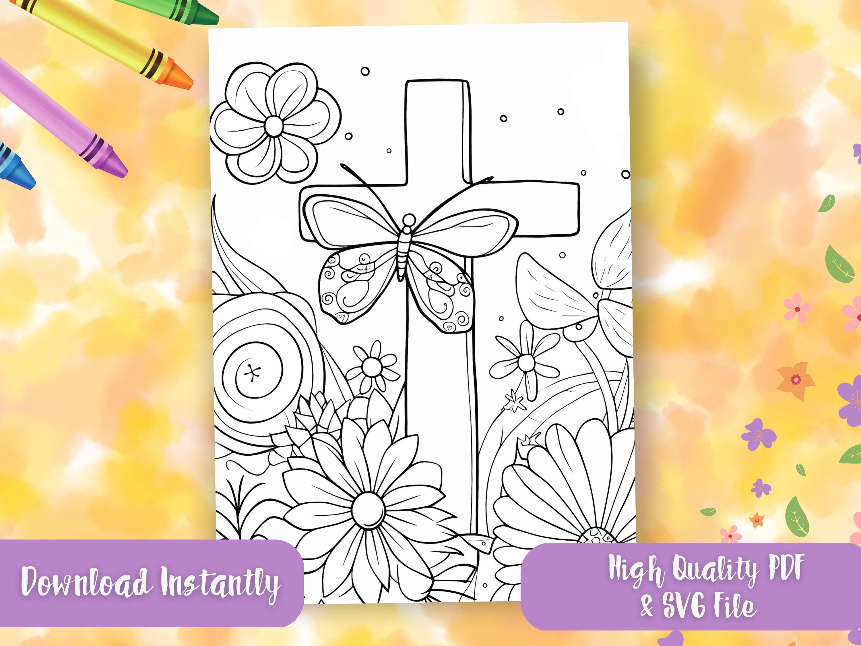 Spring Christian Coloring Pages, Printable Christian Digital Coloring ...