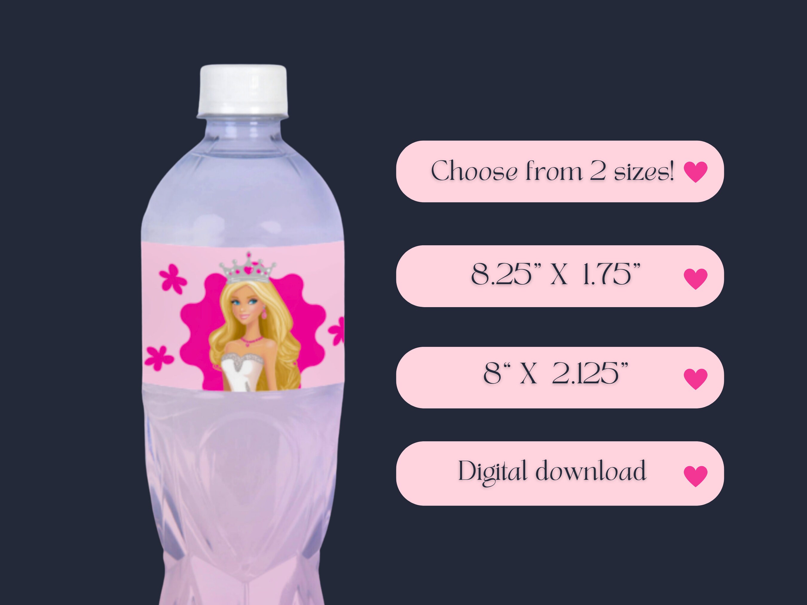 Barb Water Bottle Labels, Barb Birthday Decor, Pink Doll Water Bottle ...