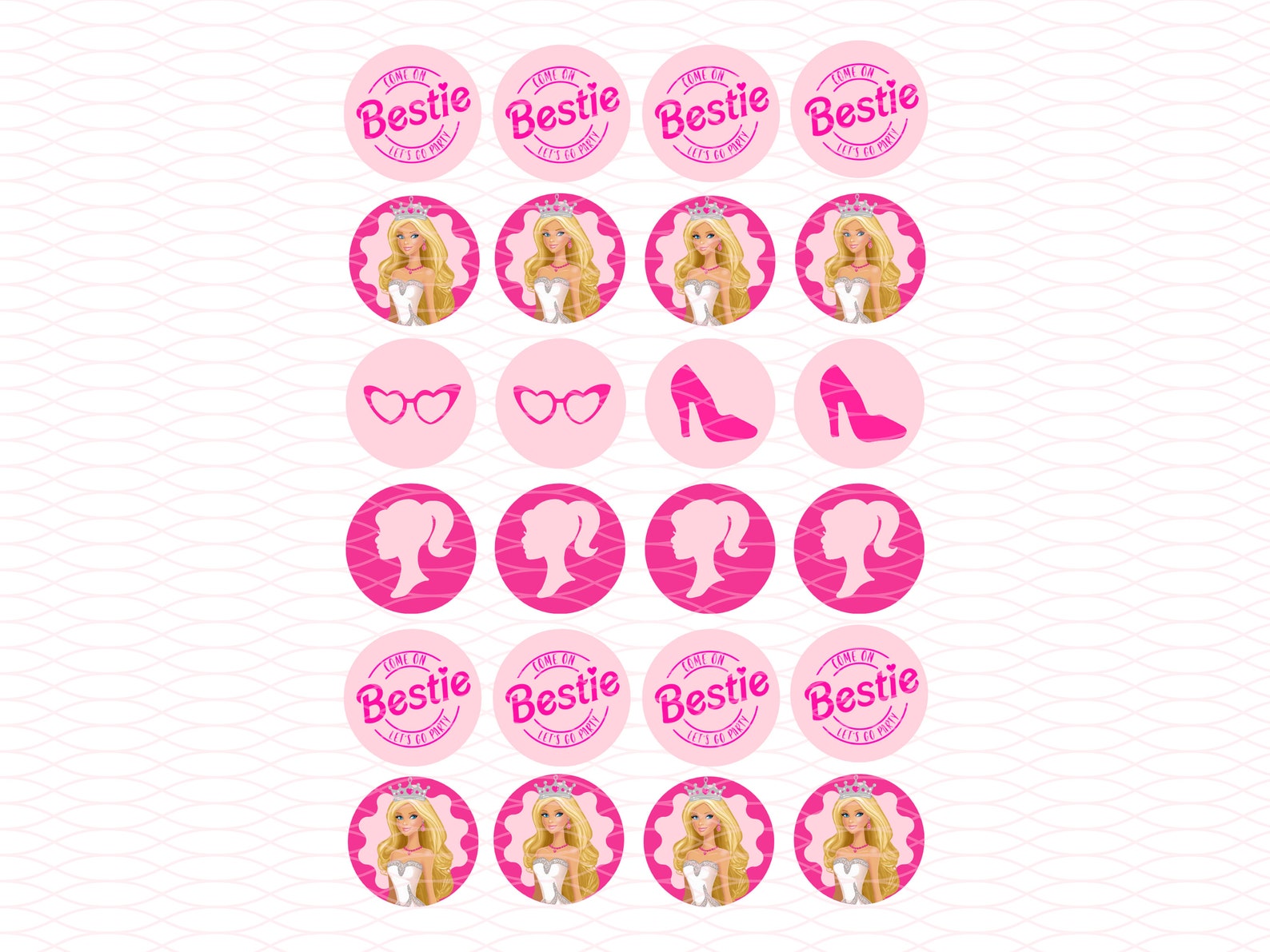 Pink Doll Birthday Cupcake Toppers, Digital Cupcake Favor Tags, Girl ...