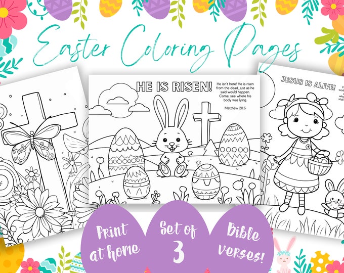 Set of 5 Printable Bible Verse Coloring Pages | Christian Easter ...