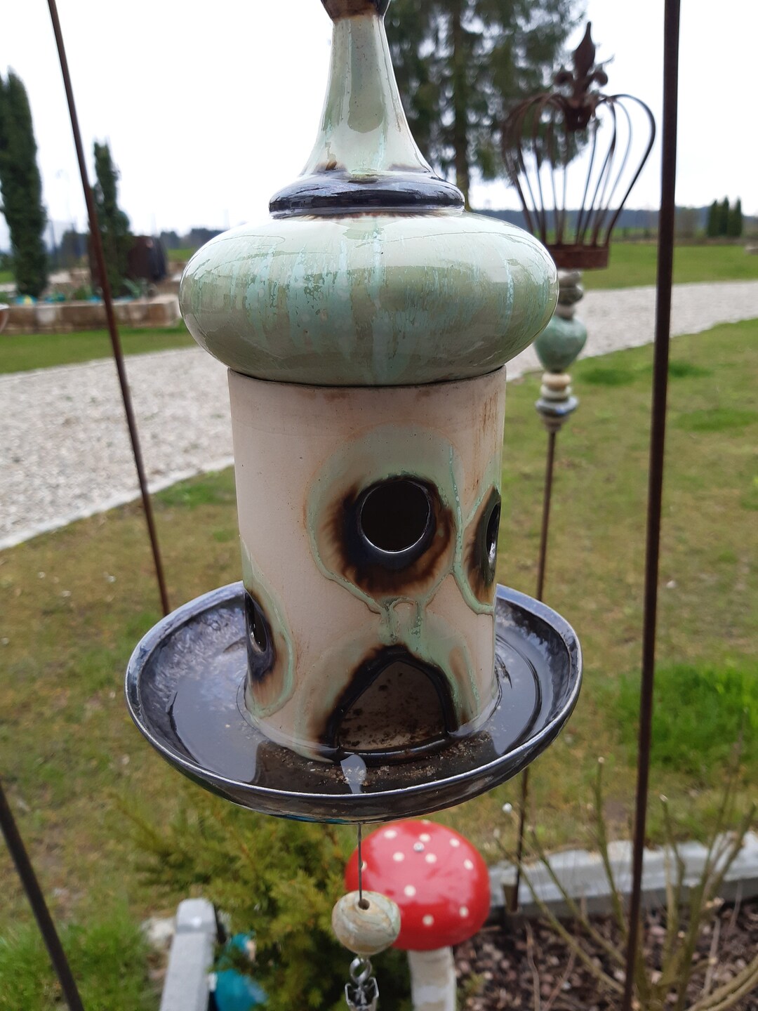 Birdhouse oriental, Bird Feeder Temple, XL, Crystal Lake Green - Etsy