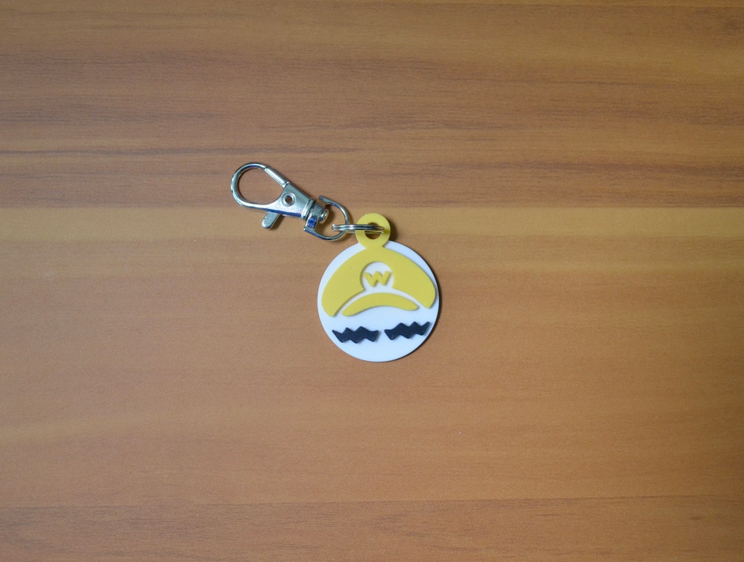 Super Mario Bros Yellow Wario Mustache Keychain/keyring - Party Favor ...