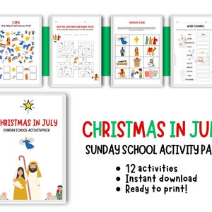 Sunday School Printables, Christmas in July, Activity Fun Pack, Church ...
