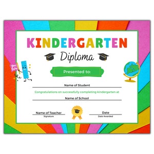Editable Kindergarten Diploma, Kindergarten Graduation Template ...