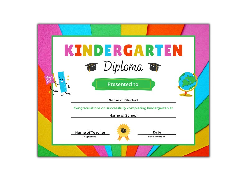 Editable Kindergarten Diploma, Kindergarten Graduation Template ...