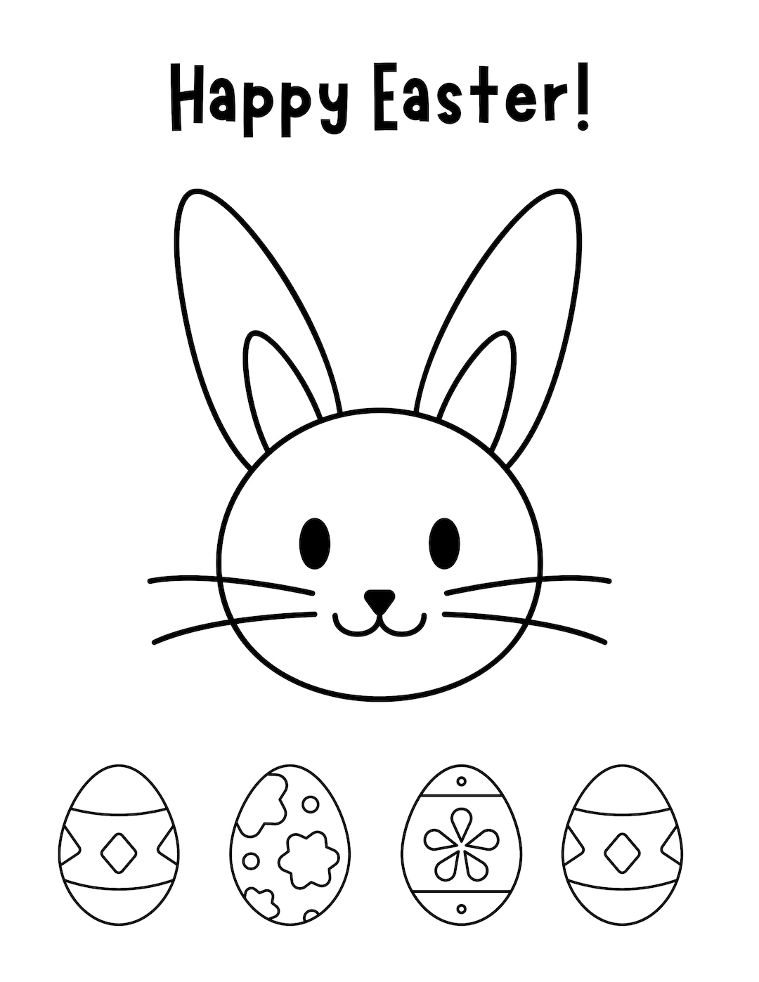 Easter Bunny Coloring Page Printable Instant Download PDF - Etsy
