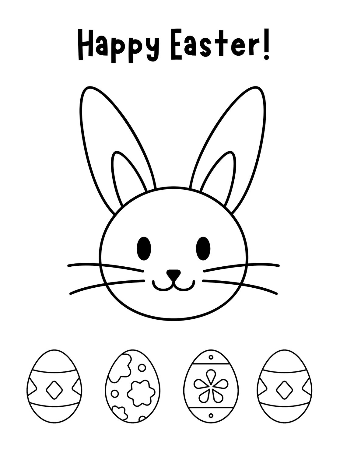 Easter Bunny Coloring Page Printable Instant Download PDF - Etsy
