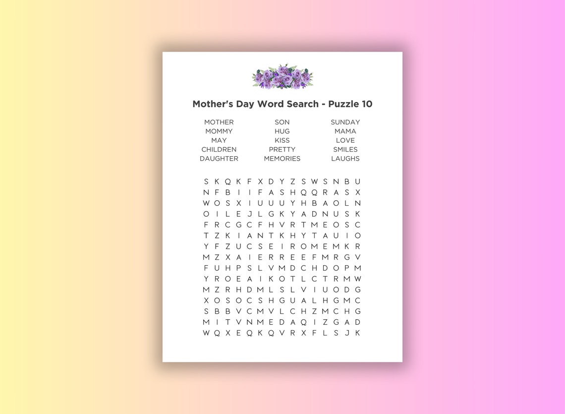 Word Search Puzzle Printable, Mothers Day Games, Kids Puzzles, Puzzle ...