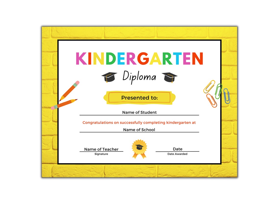 Editable Kindergarten Diploma, Kindergarten Graduation Template ...