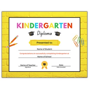 Editable Kindergarten Diploma, Kindergarten Graduation Template ...
