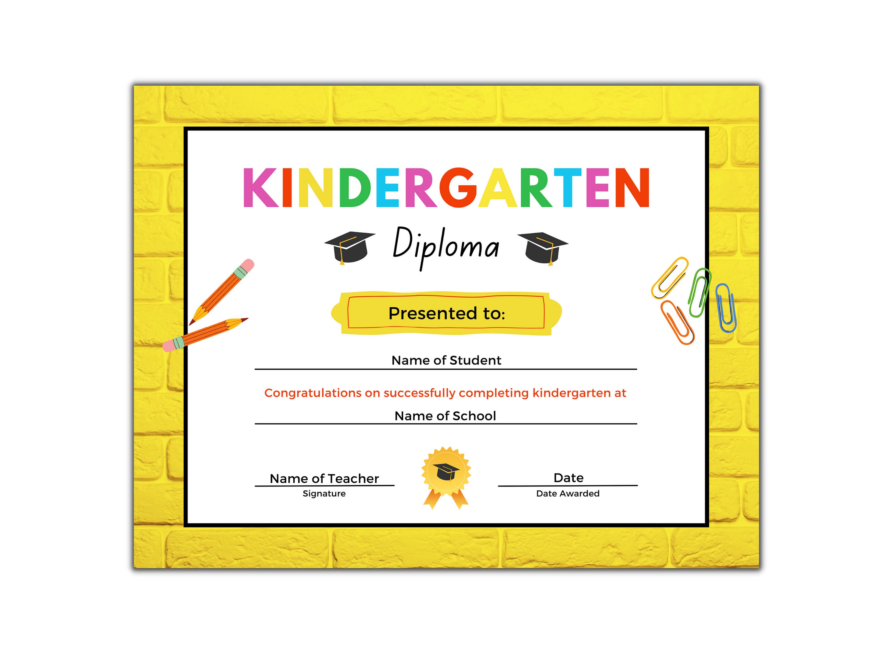 Editable Kindergarten Diploma, Kindergarten Graduation Template ...