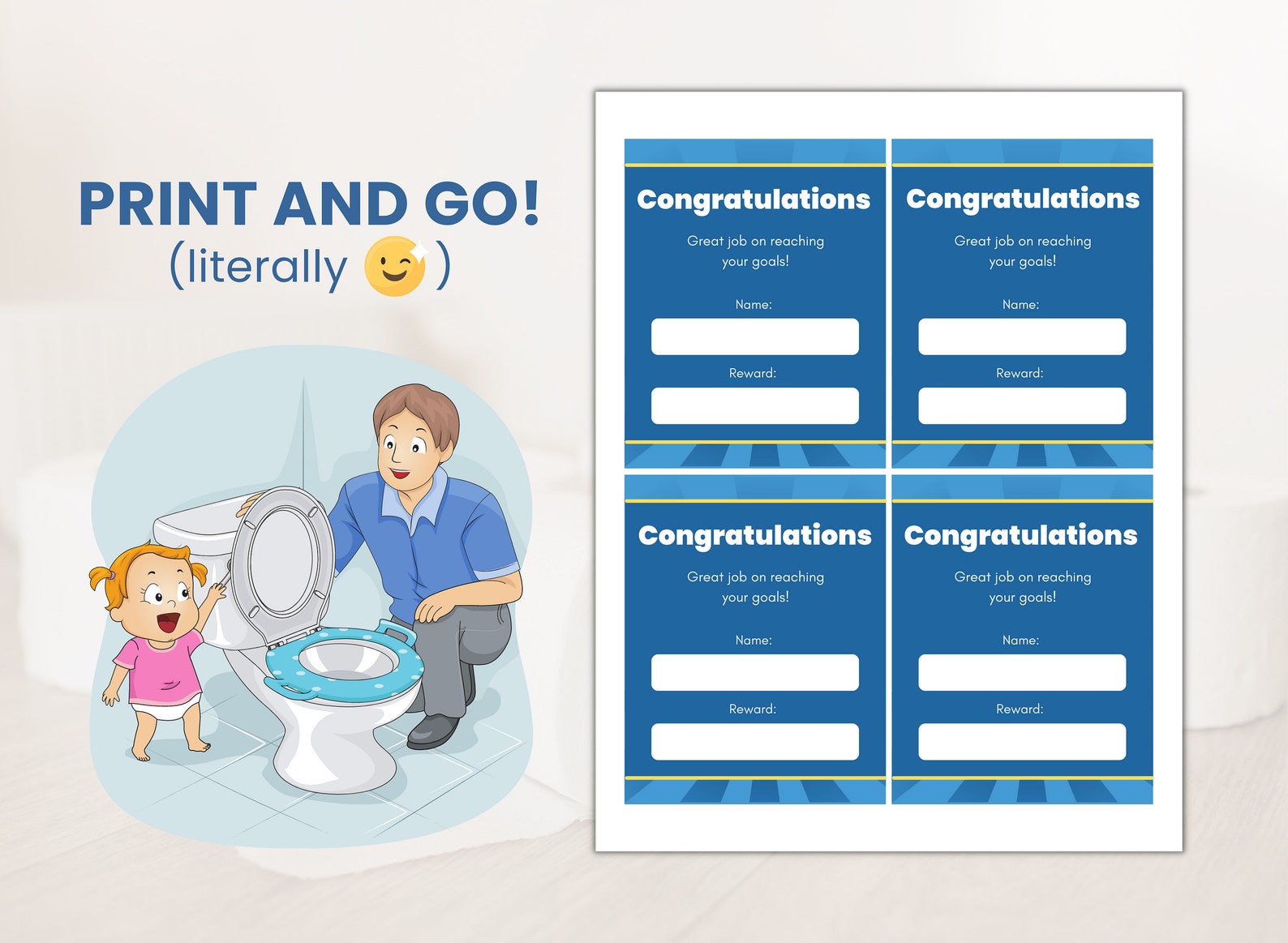 Potty Training Chart Printable PDF, Reward Charts for Kids, Chore Chart ...