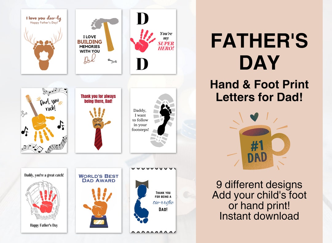 Father Day Gift From Kids Footprint, Handprint Keepsake for Dad ...