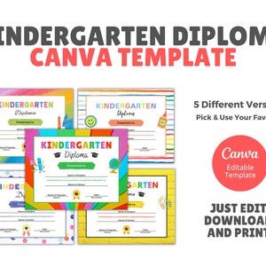 Editable Kindergarten Diploma, Kindergarten Graduation Template ...