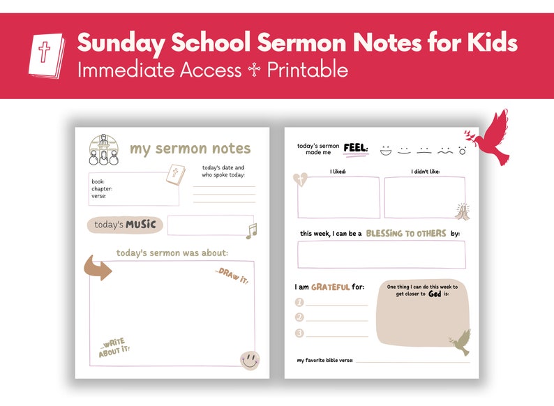 Printable Children's Church Activities, Sunday School Notes, Sermon ...