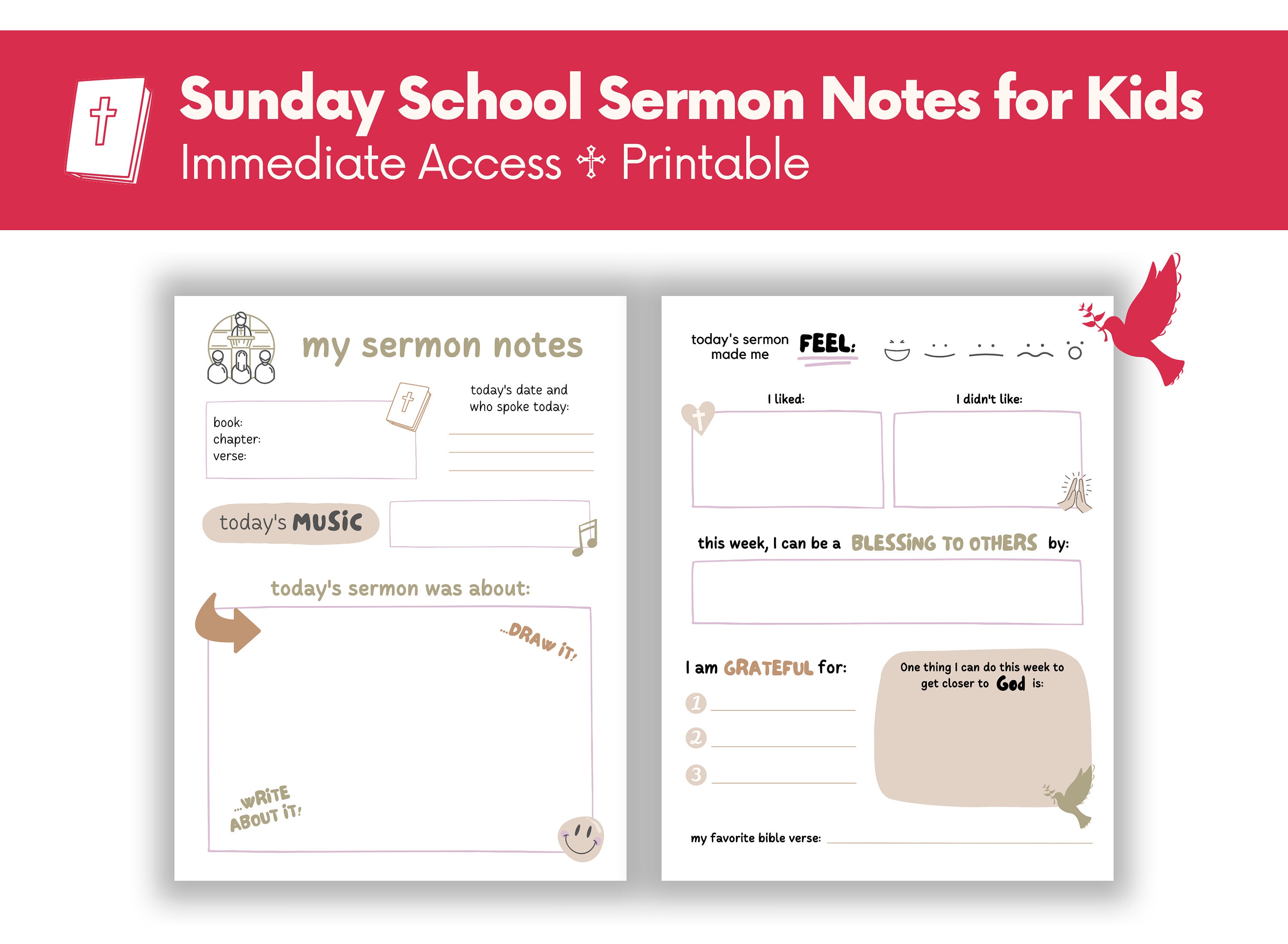 Printable Children's Church Activities, Sunday School Notes, Sermon ...