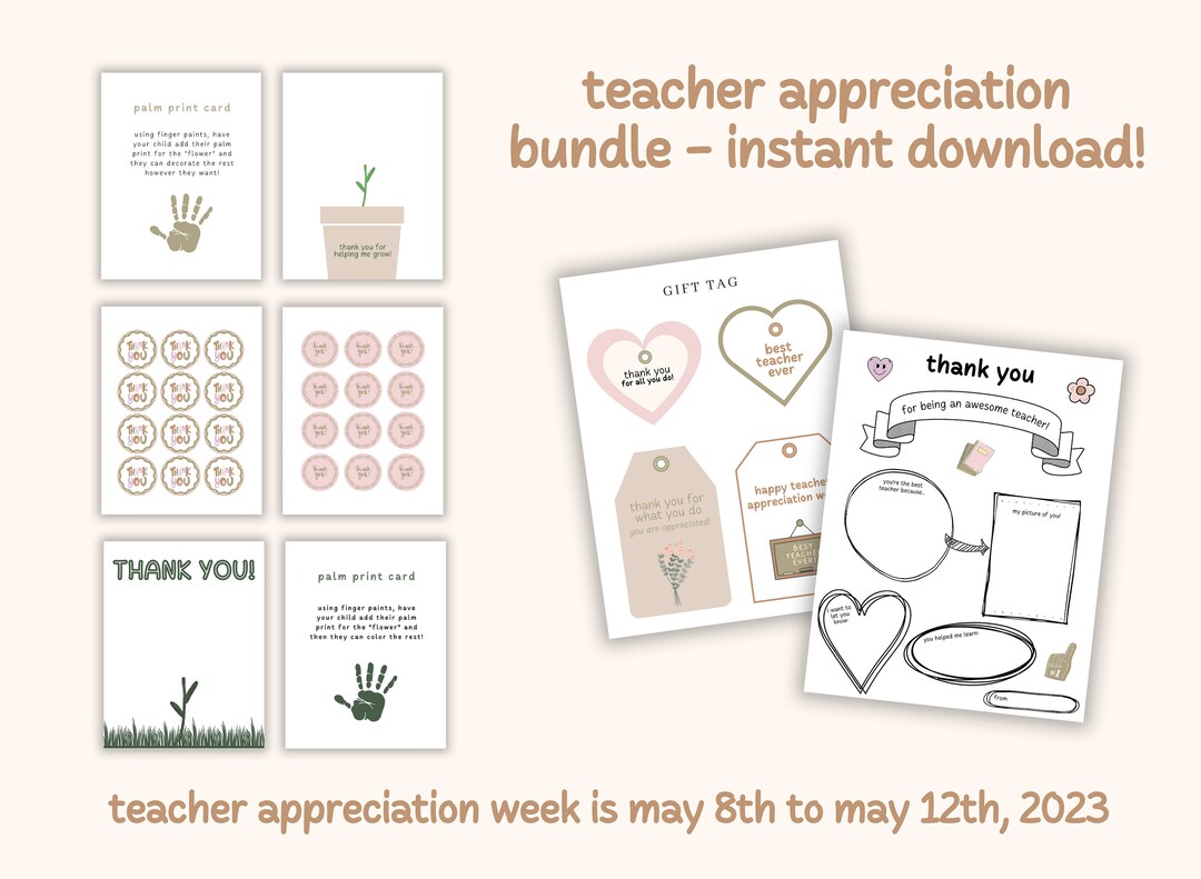 Teacher Appreciation Week Printables Bundle, Fill in Blank Printable ...