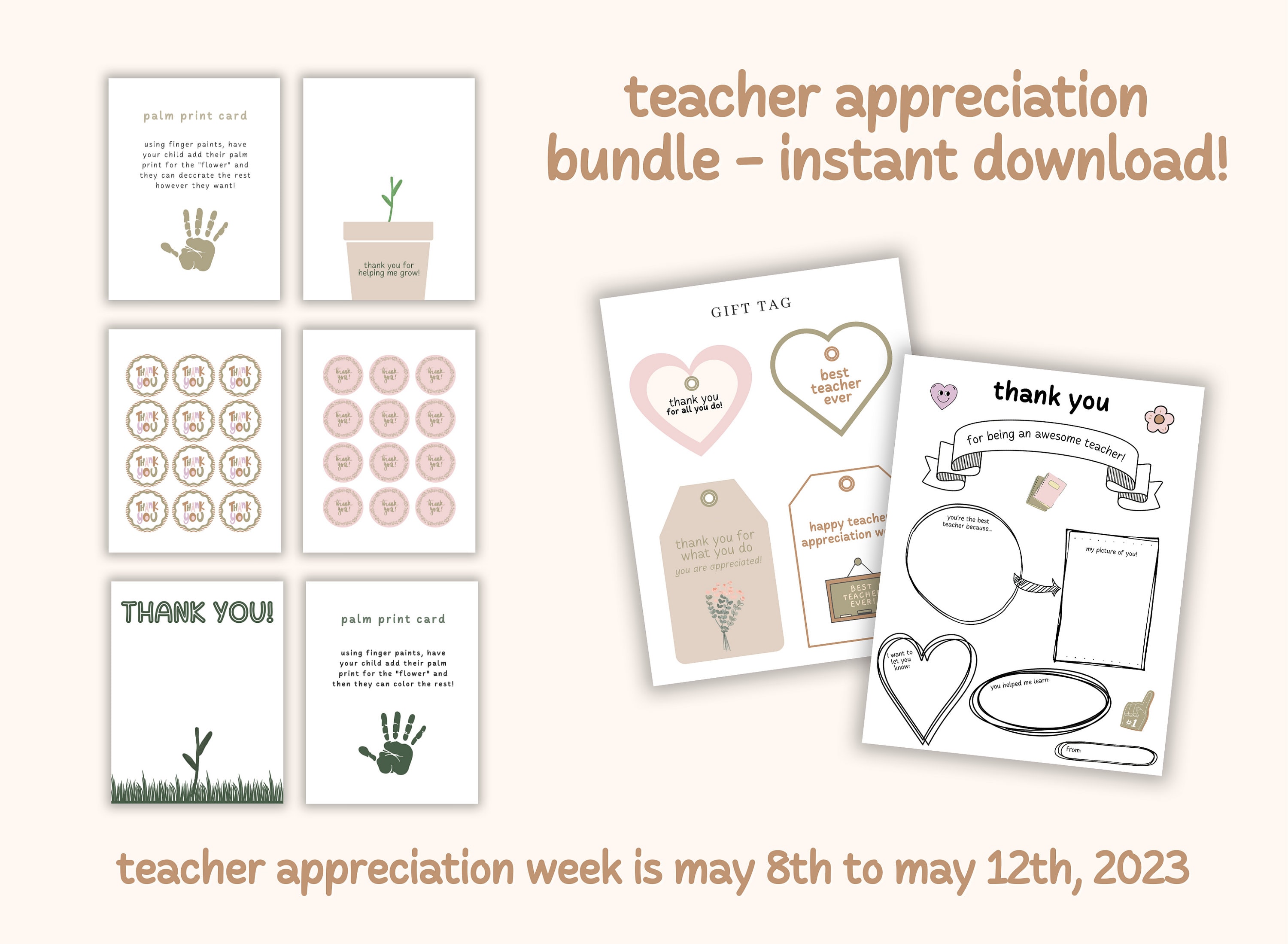 Teacher Appreciation Week Printables Bundle, Fill in Blank Printable ...