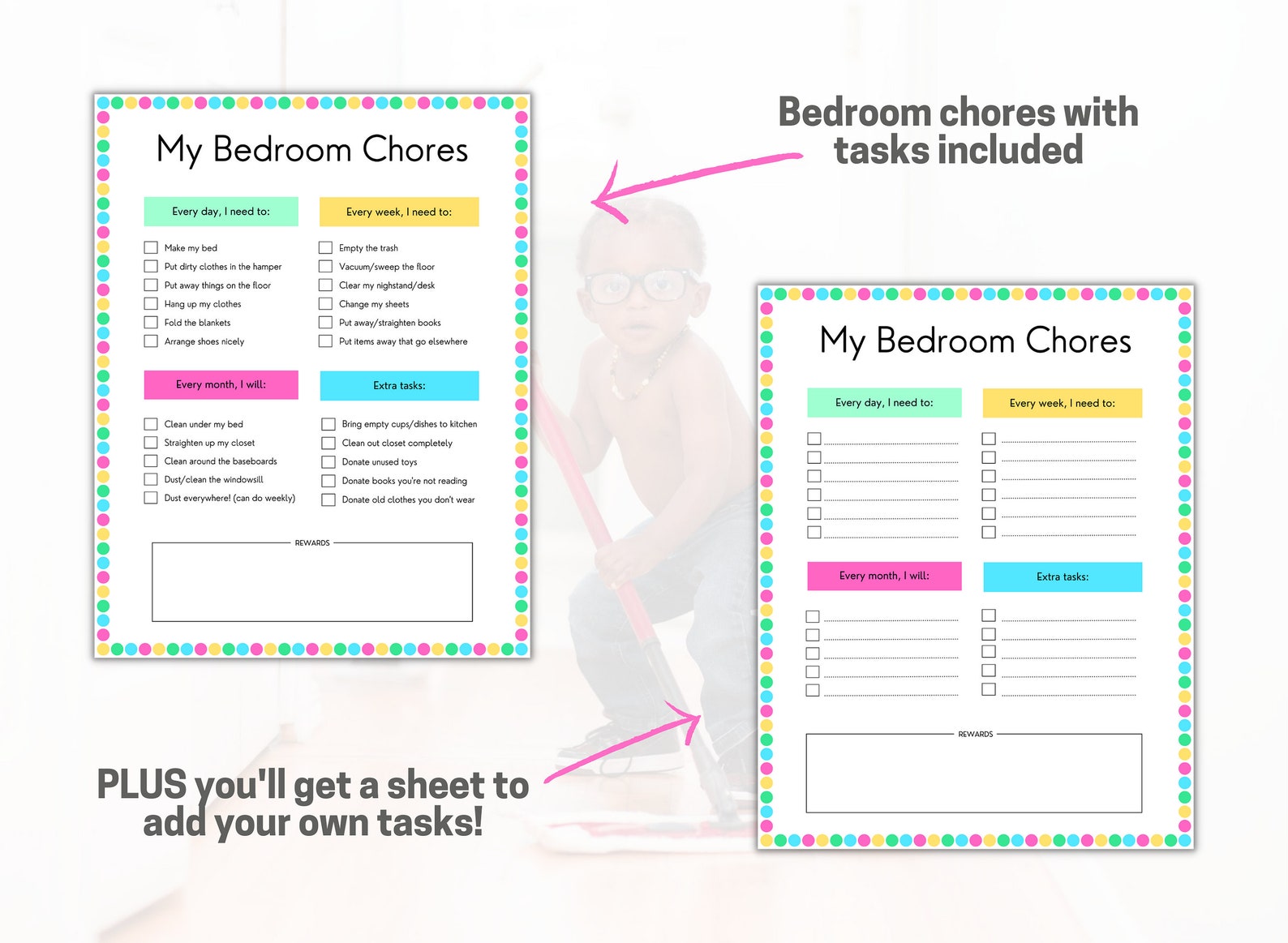 Chore Chart for Kids Printable, Daily Chore Chart, Responsibility Chore ...