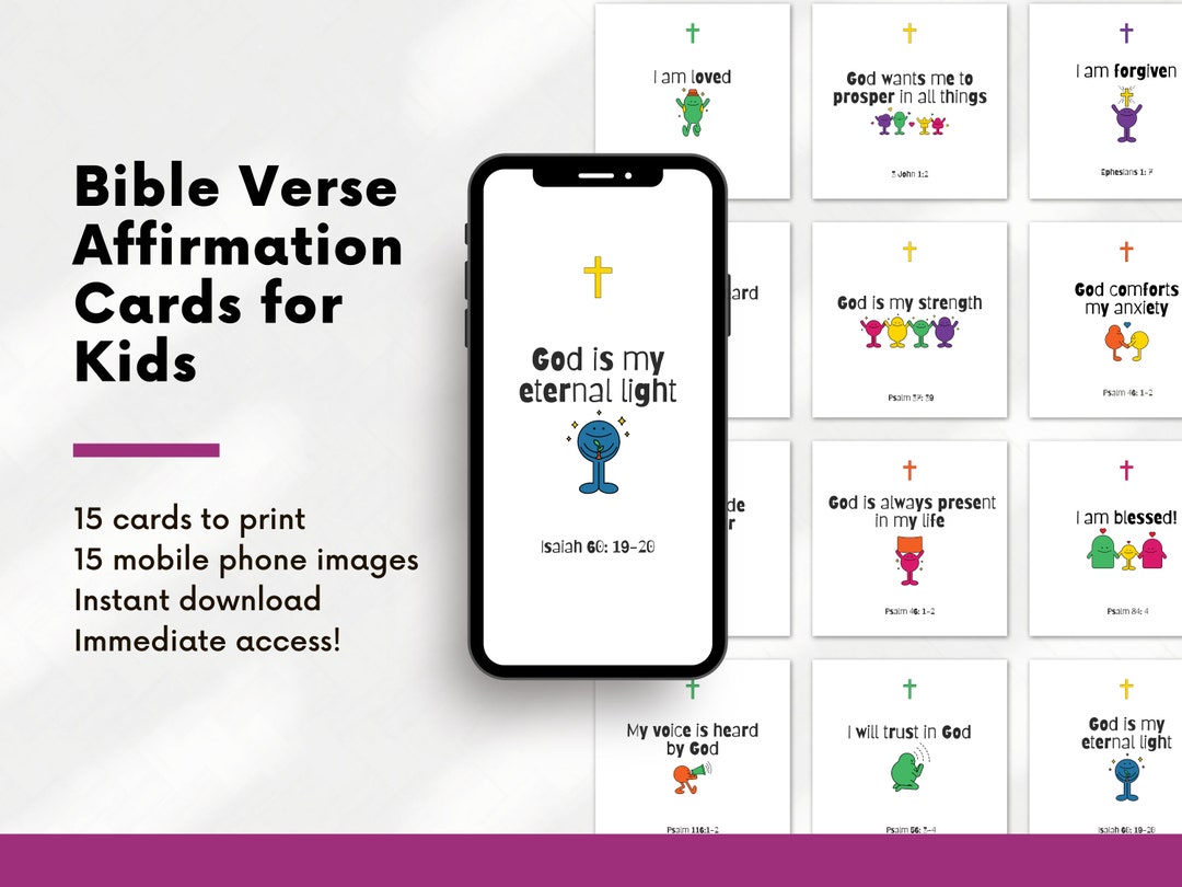Bible Verse Cards for Kids, Inspirational Cards for Kids, Children's ...