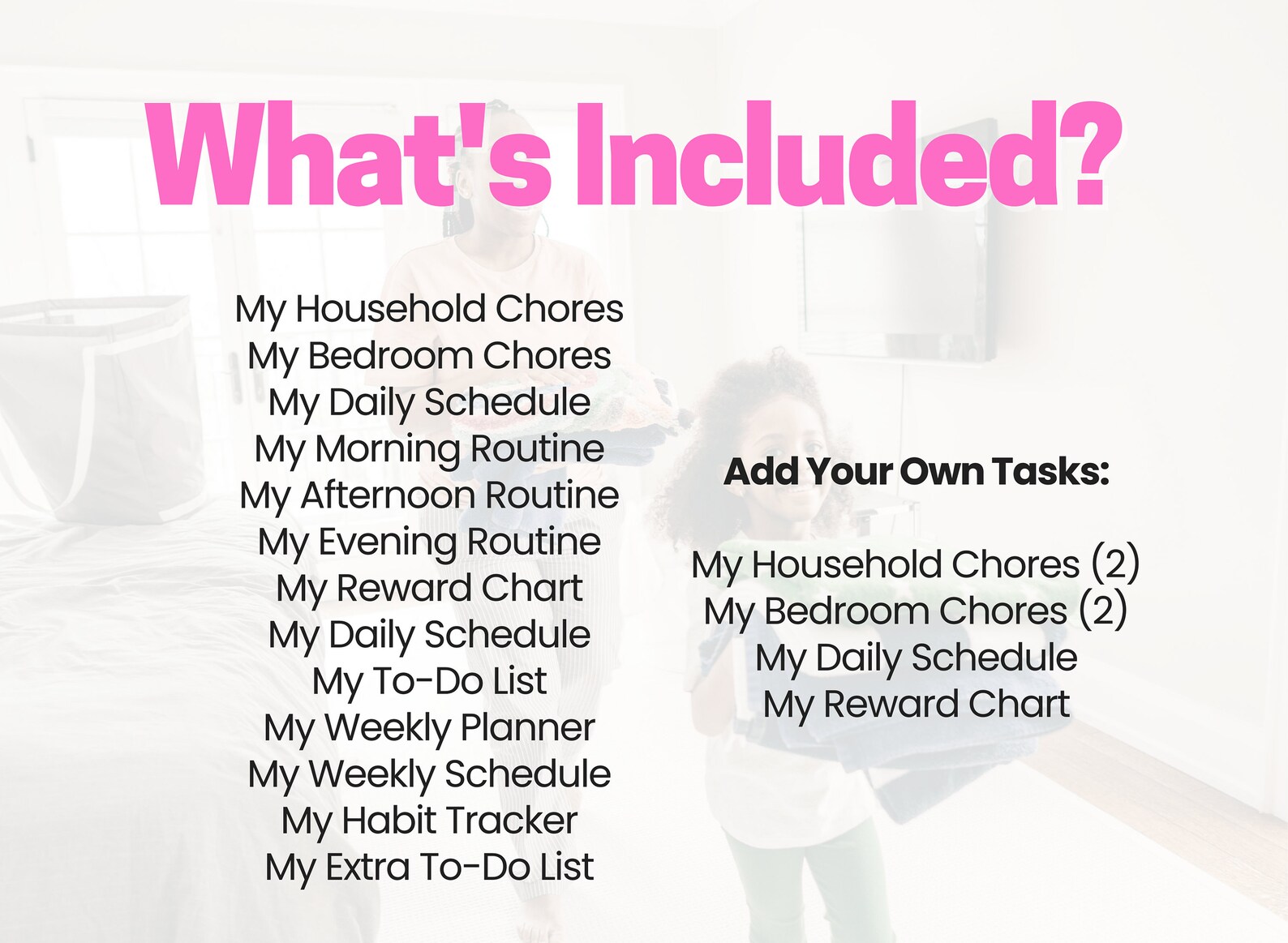 Chore Chart for Kids Printable, Daily Chore Chart, Responsibility Chore ...