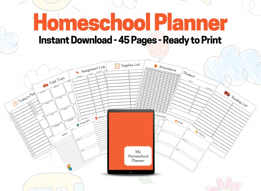 45pg Homeschool Planner Printable, Academic Lesson Planner, Home School ...