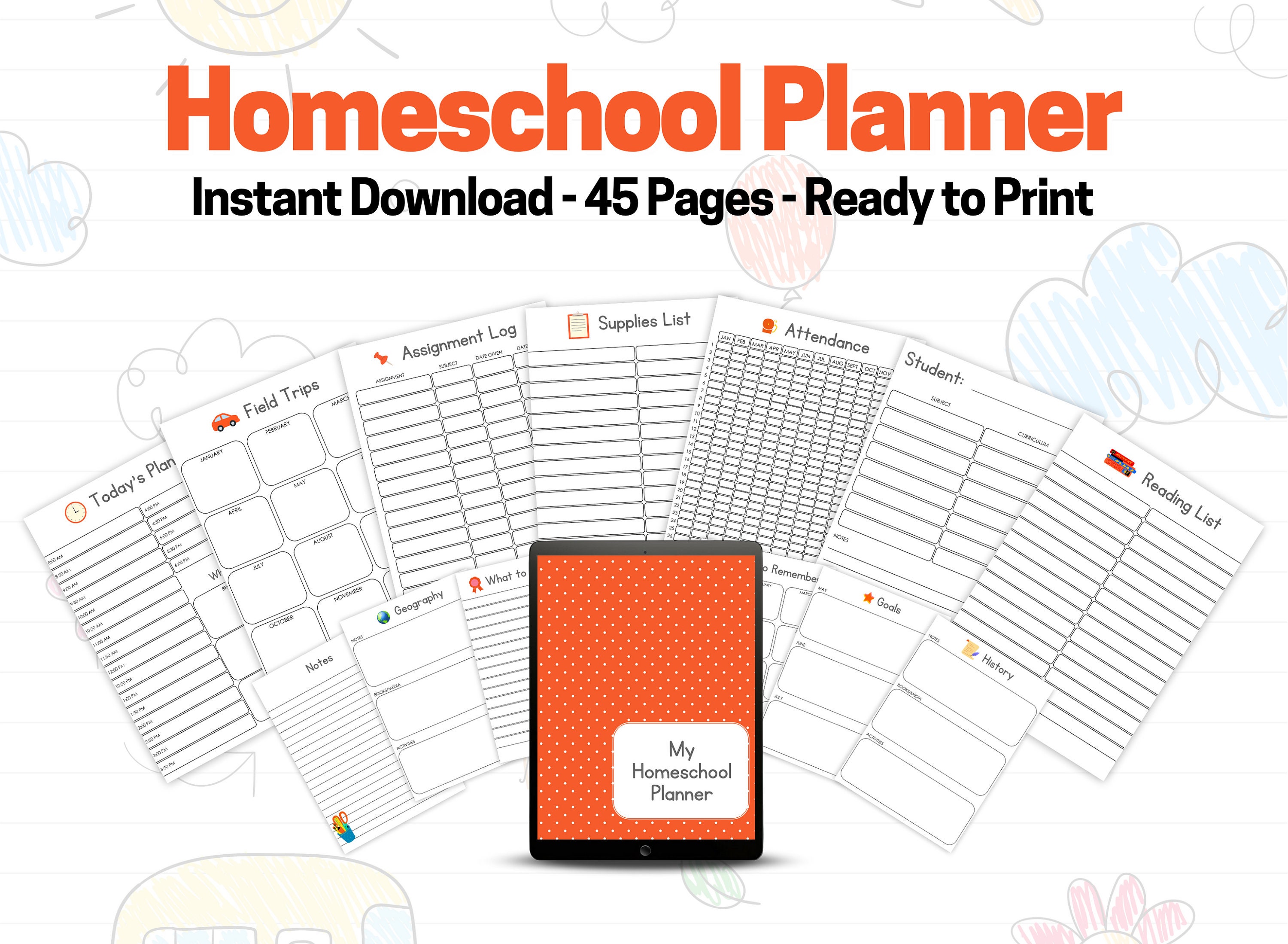45pg Homeschool Planner Printable, Academic Lesson Planner, Home School ...