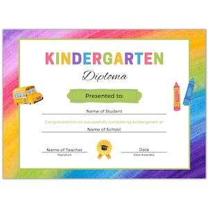 Editable Kindergarten Diploma, Kindergarten Graduation Template ...