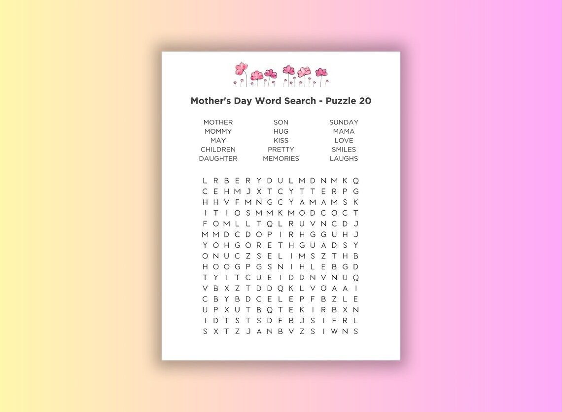 Word Search Puzzle Printable, Mothers Day Games, Kids Puzzles, Puzzle ...
