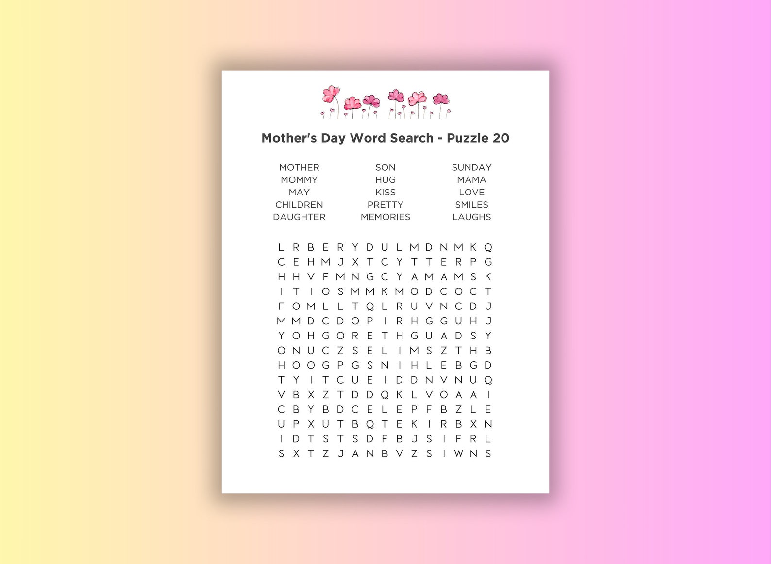 Word Search Puzzle Printable, Mothers Day Games, Kids Puzzles, Puzzle ...