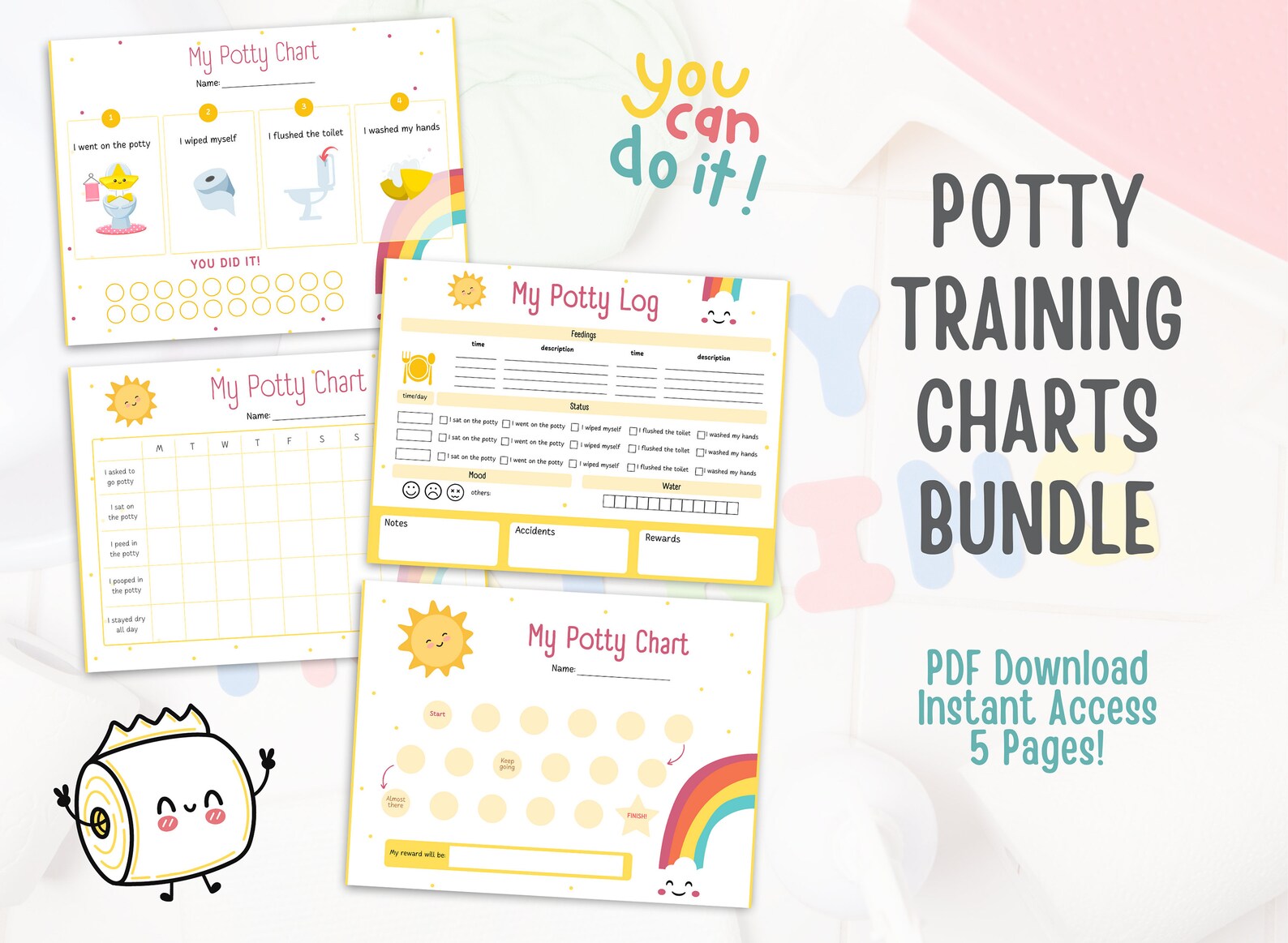 Potty Training Chart Bundle, Prize Chart for Kids, Kids Chart ...