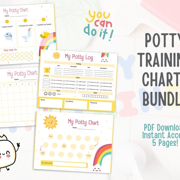 Potty Training Chart Bundle, Prize Chart for Kids, Kids Chart ...