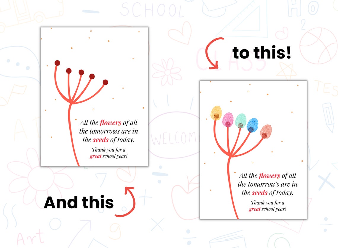 Handprint Art for Teacher Gift, Teachers Plant Seeds, DIY Teacher Gift ...