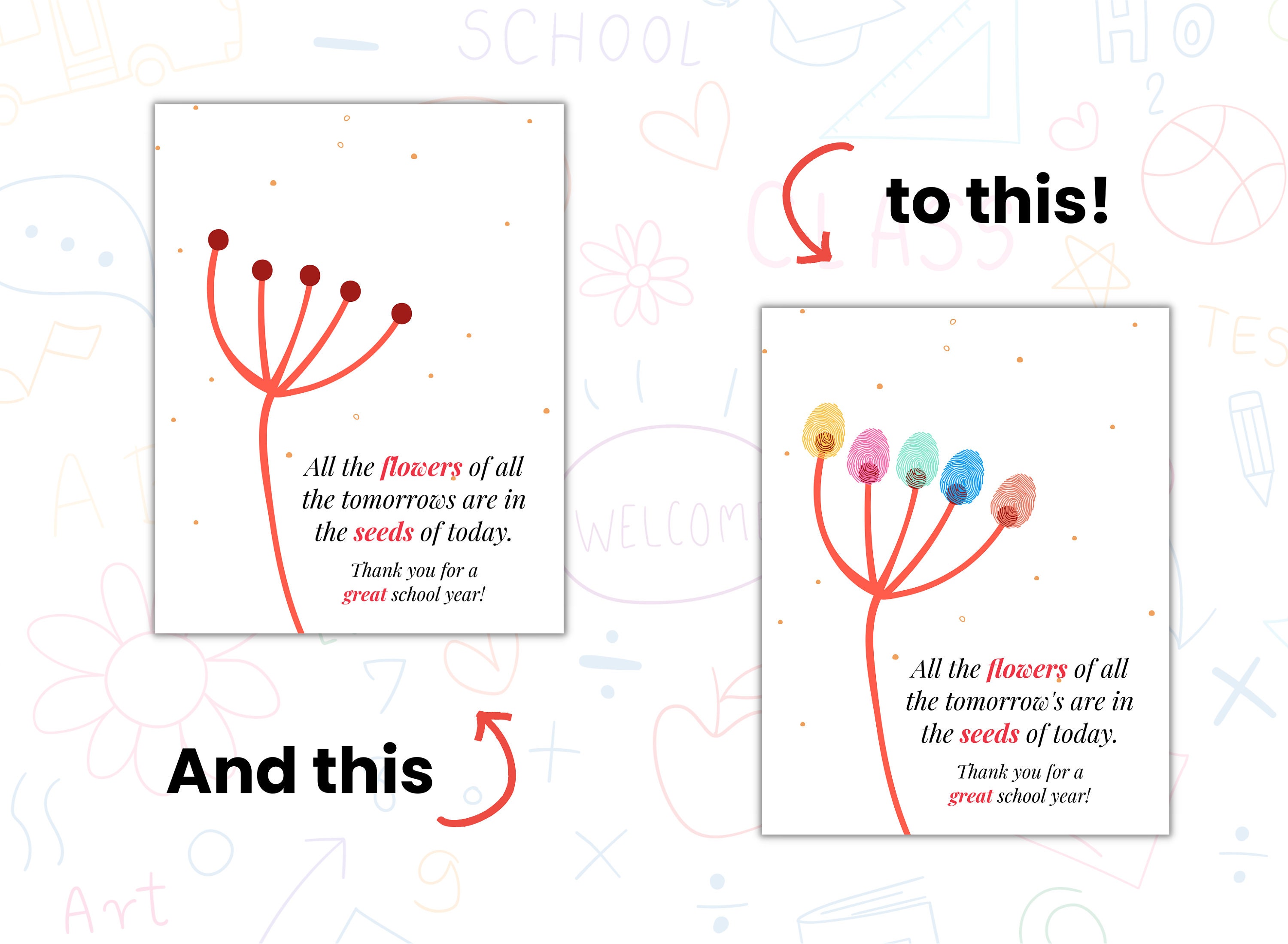 Handprint Art for Teacher Gift, Teachers Plant Seeds, DIY Teacher Gift ...