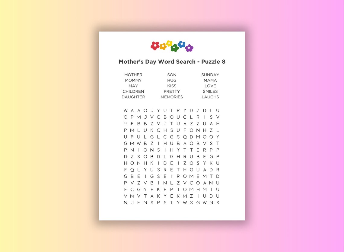 Word Search Puzzle Printable, Mothers Day Games, Kids Puzzles, Puzzle ...