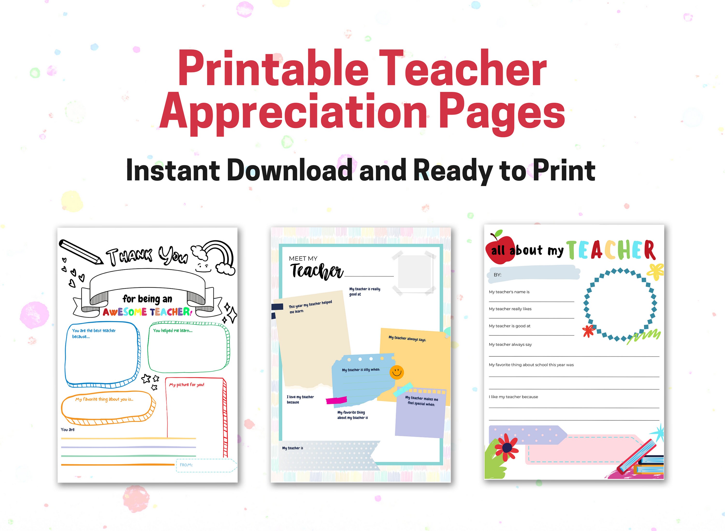 Printable Teacher Appreciation Coloring Pages, End of Year Teacher Gift ...
